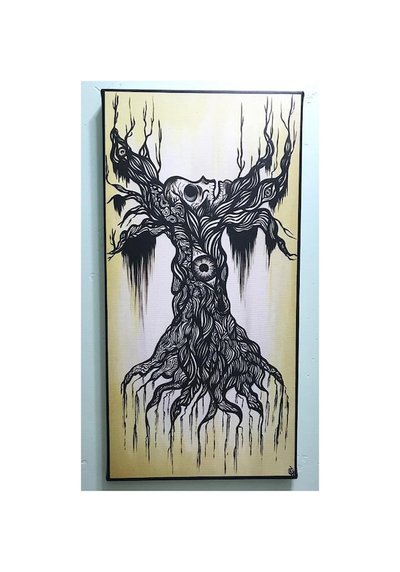 Tree of Life Tree Painting Skull Skeleton Abstract Willow | Etsy