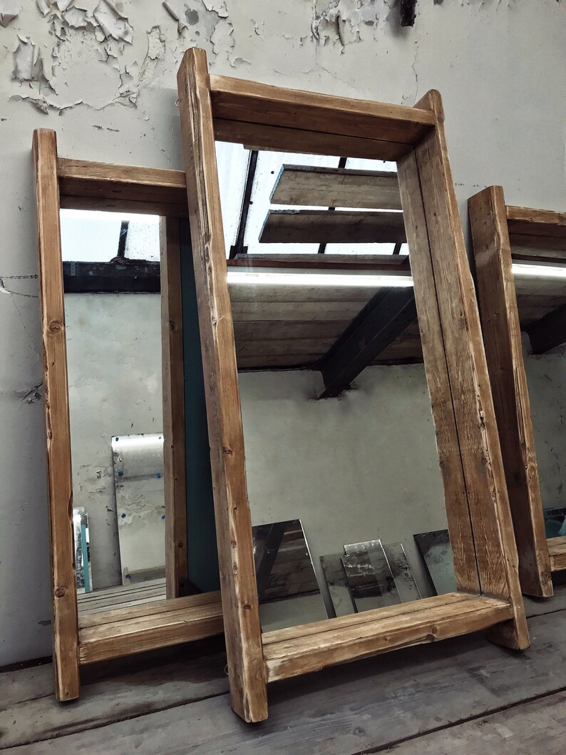 Handmade Overhang Shelf Mirror Rustic Oak Large Etsy