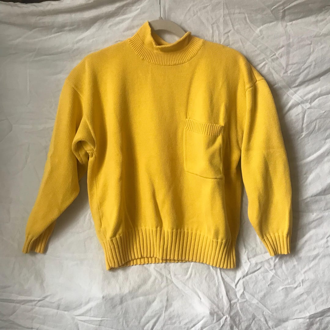 Perfect 90s 100% Cotton Bright Lemon Yellow Sweater - Lizwear Size ...