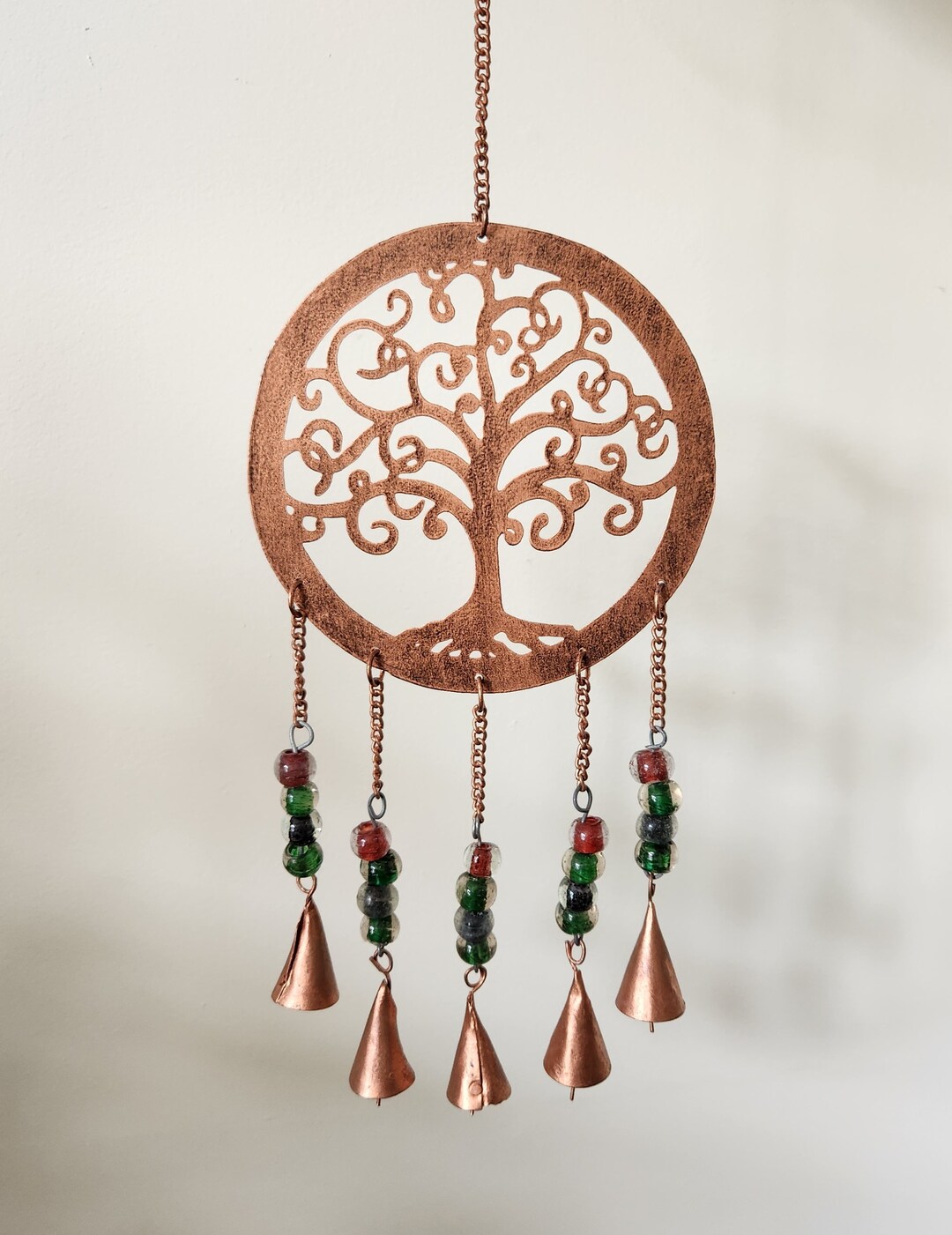 COPPER TREE of LIFE Hanging Wind Chime - Hanging Bells - Metal Garden ...