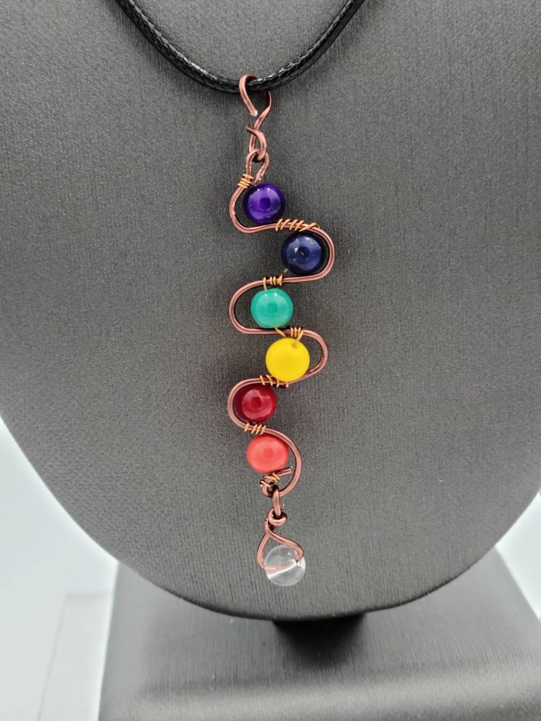Chakra Beads Copper Wire Pendant Necklace Handcrafted - Etsy.de
