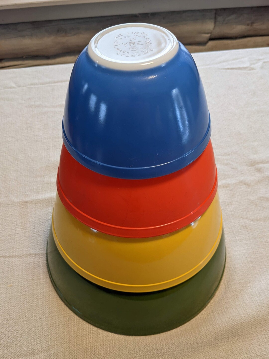 Complete Set - Four Vintage Pyrex Primary Colors Nesting Mixing Bowls ...