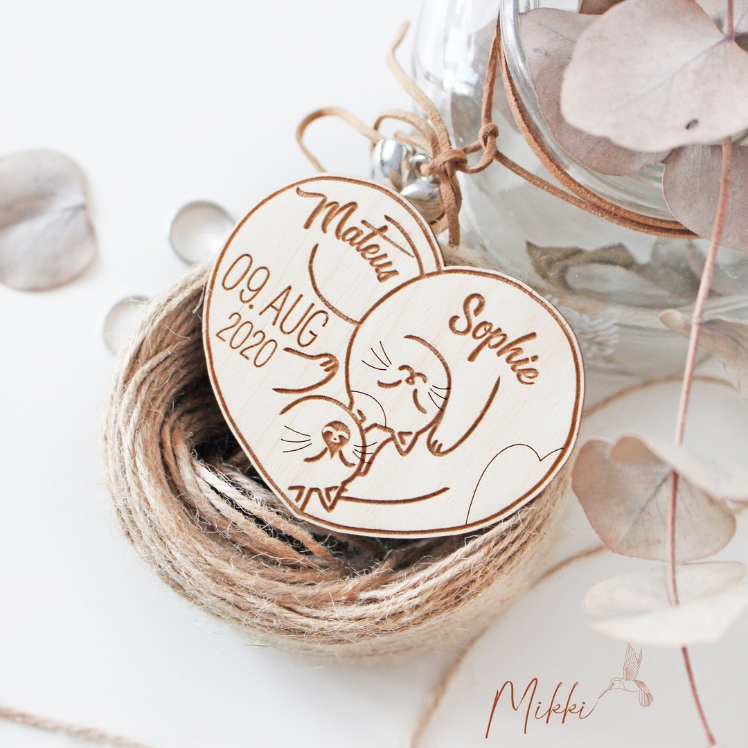 Save the Date Magnet With Cats, Personalised Wooden Heart Fridge ...