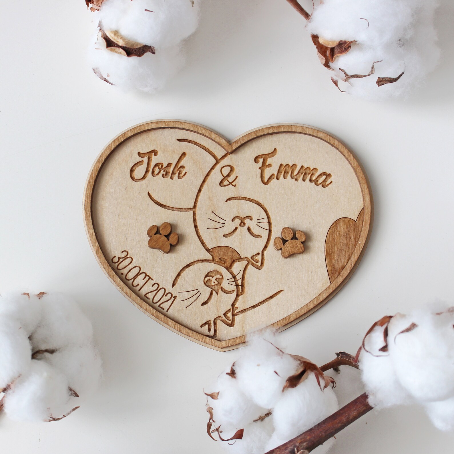 Cat Wedding Ring Dish Ring Bearer Pillow Wood Slice Ring Box | Etsy