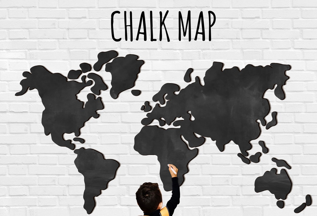 Map of the World Chalk Map Chalk Tablet Decorathion Map - Etsy