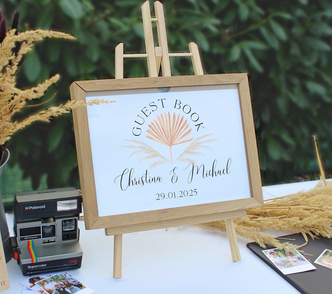 Boho Wedding Sign Wedding Alternative Wooden Guest Book Photoframe ...