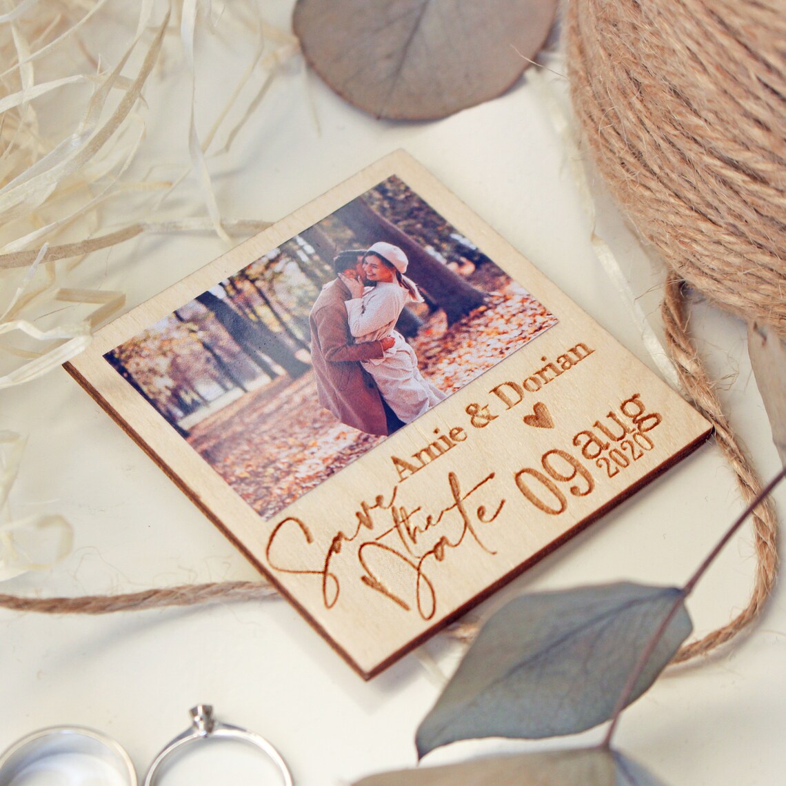 Save the Date With Photo, Personalized Wooden Gift Fridge Magnets ...