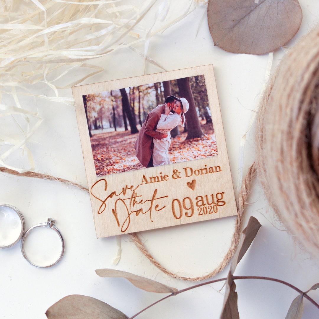 Save the Date With Photo, Personalized Wooden Gift Fridge Magnets ...