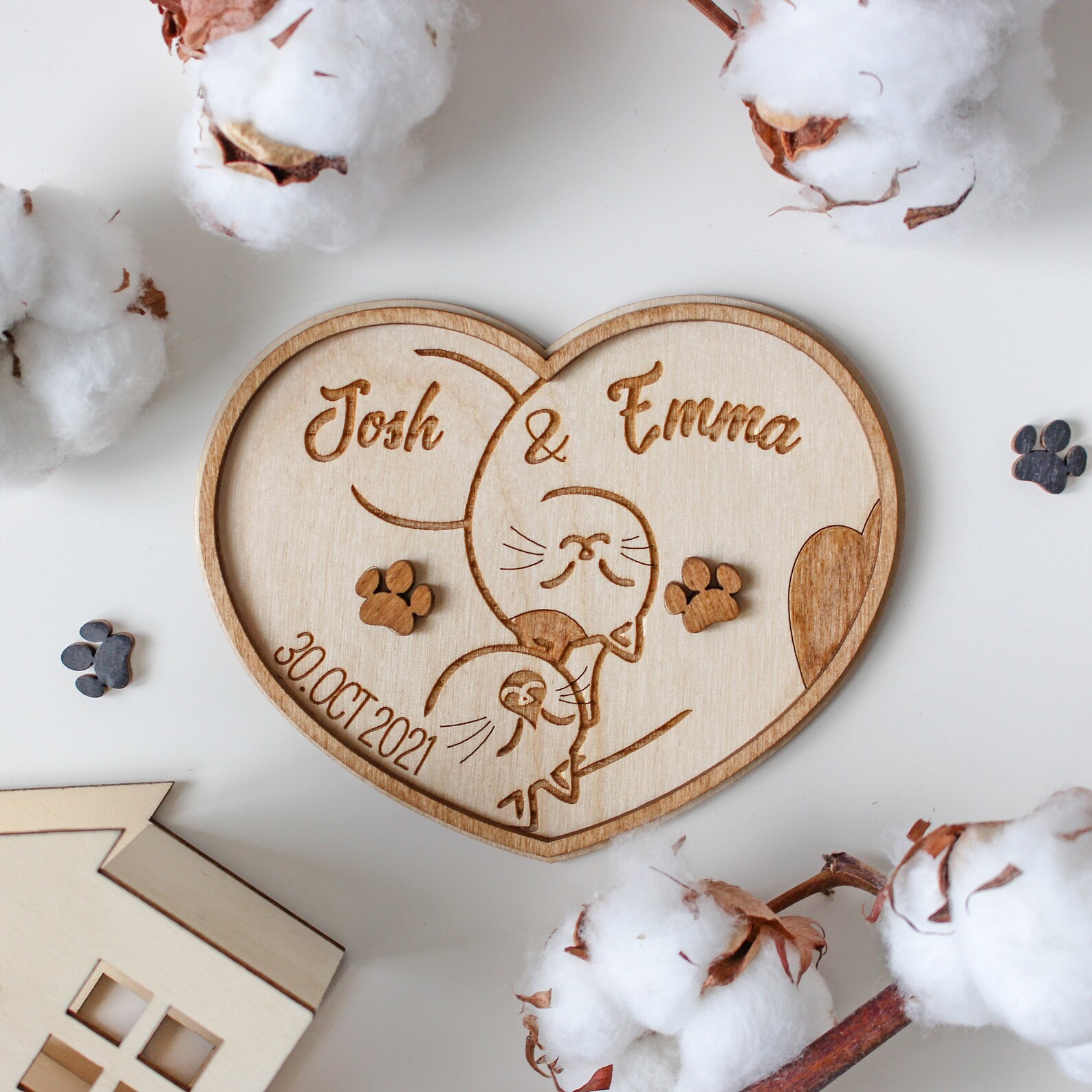 Cat Wedding Ring Dish Ring Bearer Pillow Wood Slice Ring Box | Etsy