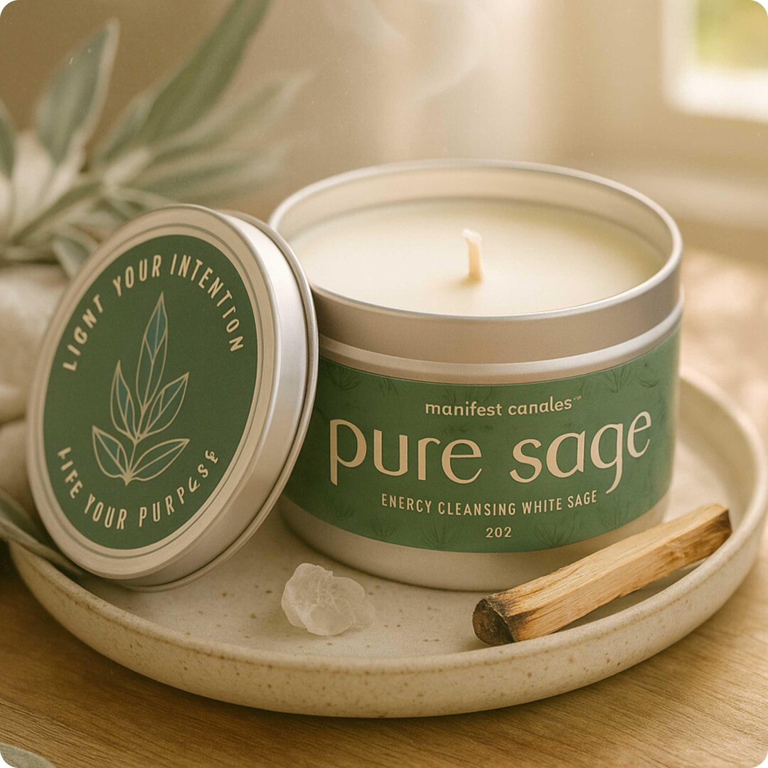 Pure Sage Candle, Cleansing Sage Candle for Home, Manifestation Candle ...