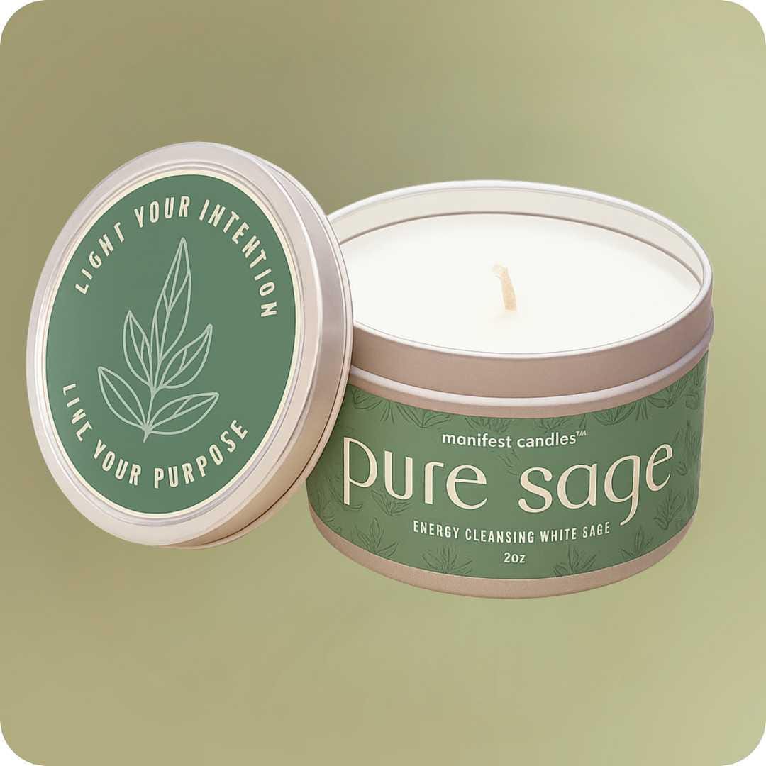 Pure Sage Candle, Cleansing Sage Candle for Home, Manifestation Candle ...