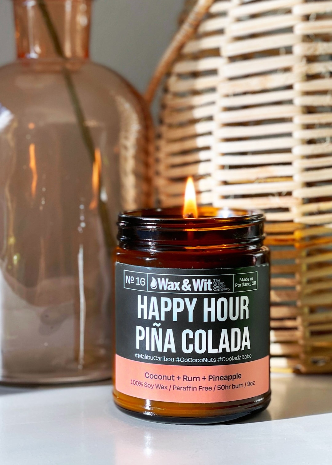 Happy Hour Pina Colada Candle, Witty Candles, Soy Candle, Candle Gifts ...