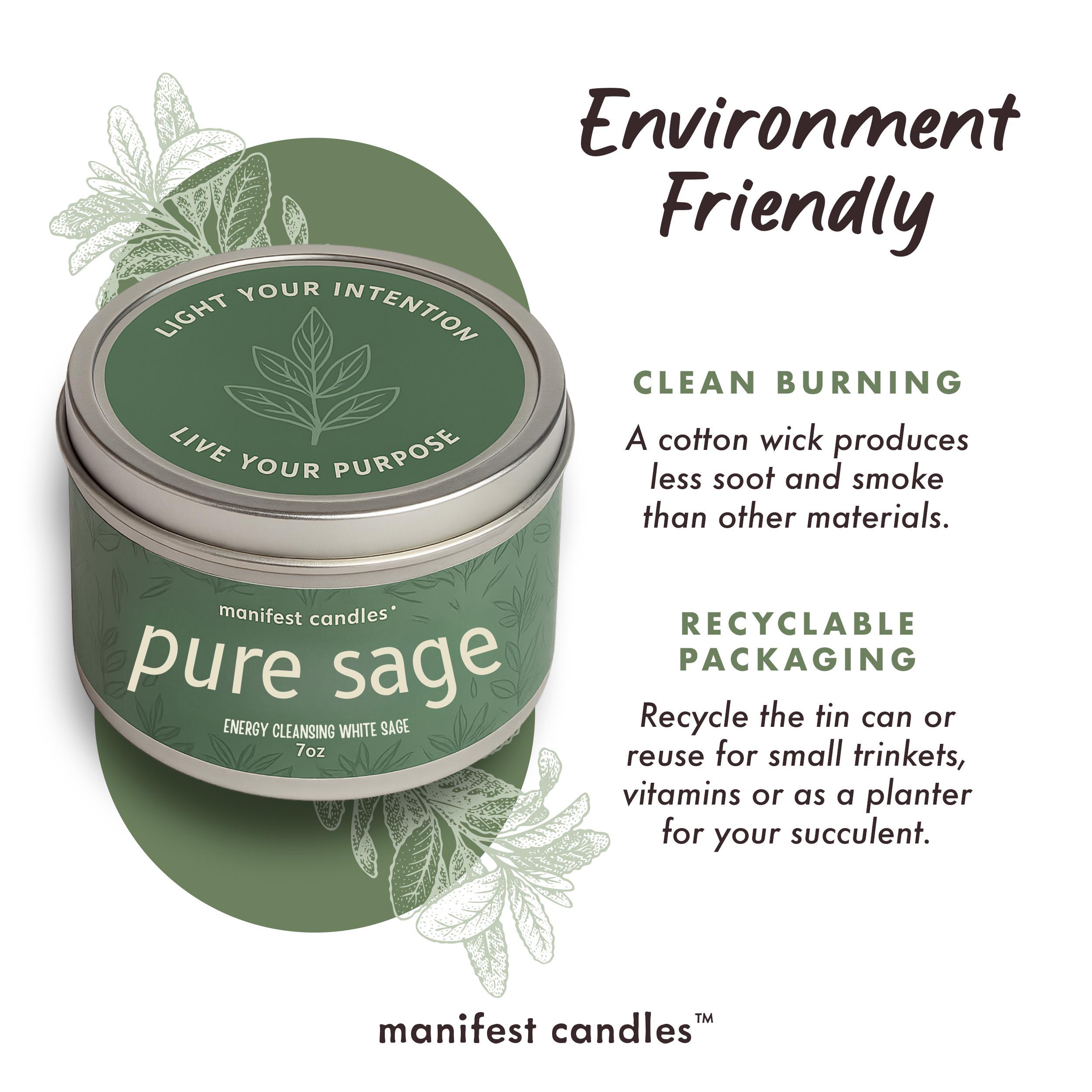 Pure Sage Candle, Cleansing Sage Candle for Home, Manifestation Candle ...