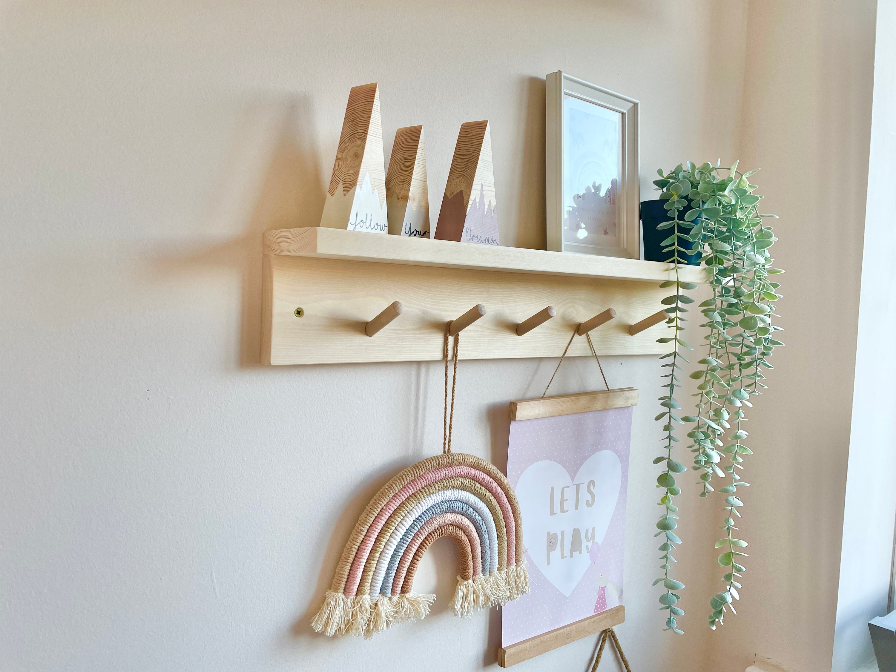 Nursery Shelf Peg Rail With Shelf Home Decor Peg Shelf - Etsy UK