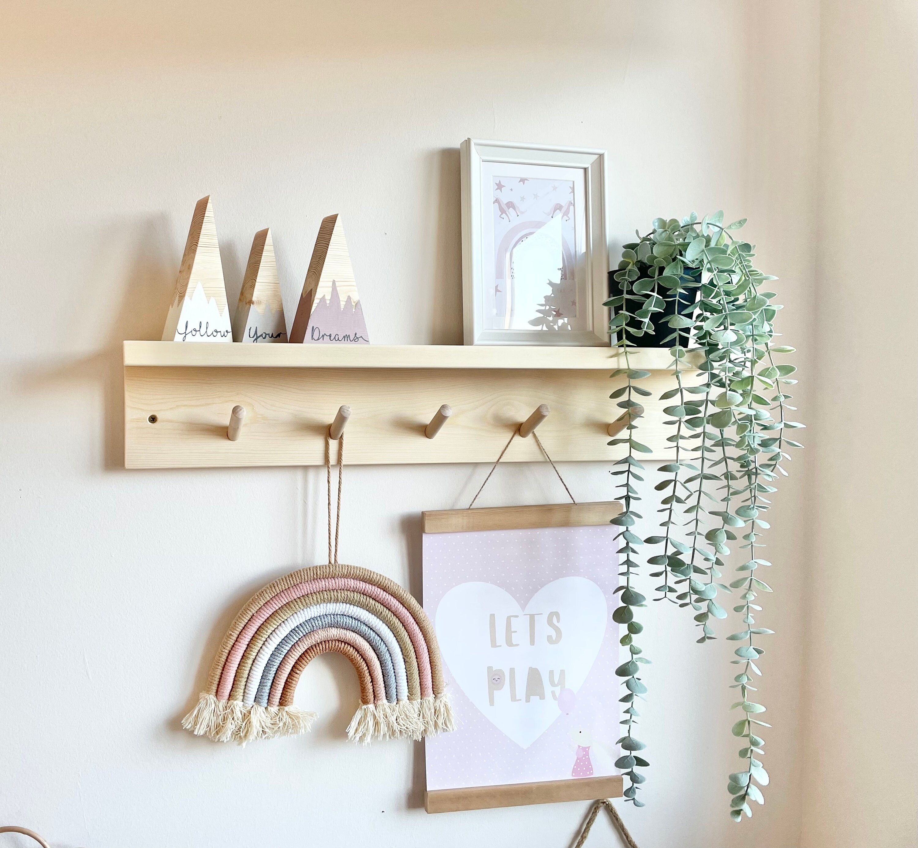 Nursery Shelf Peg Rail With Shelf Home Decor Peg Shelf - Etsy UK