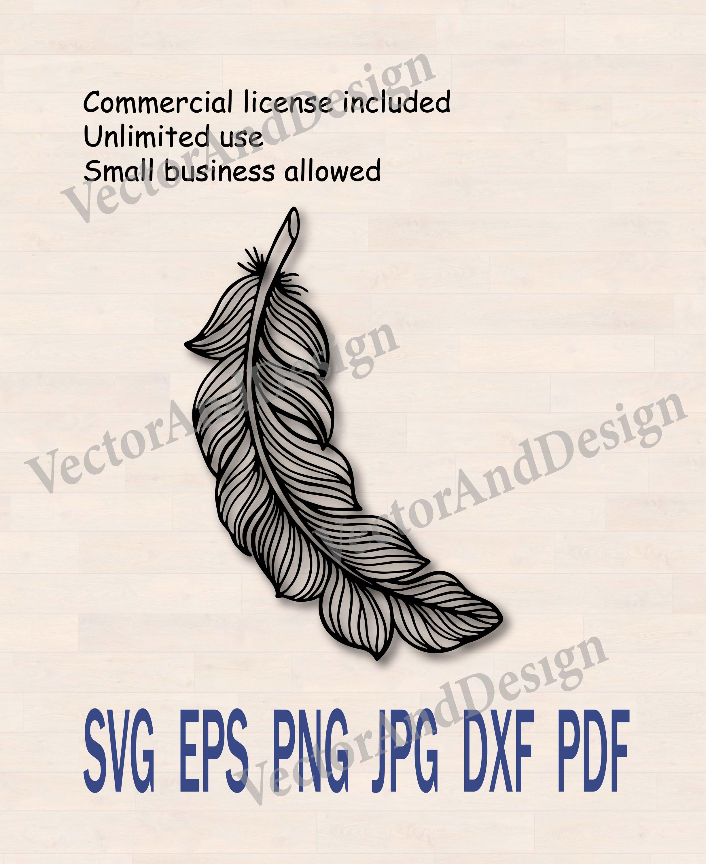 Feather SVG Cut File for Cricut and Silhouette, Vector Graphics Cutting ...
