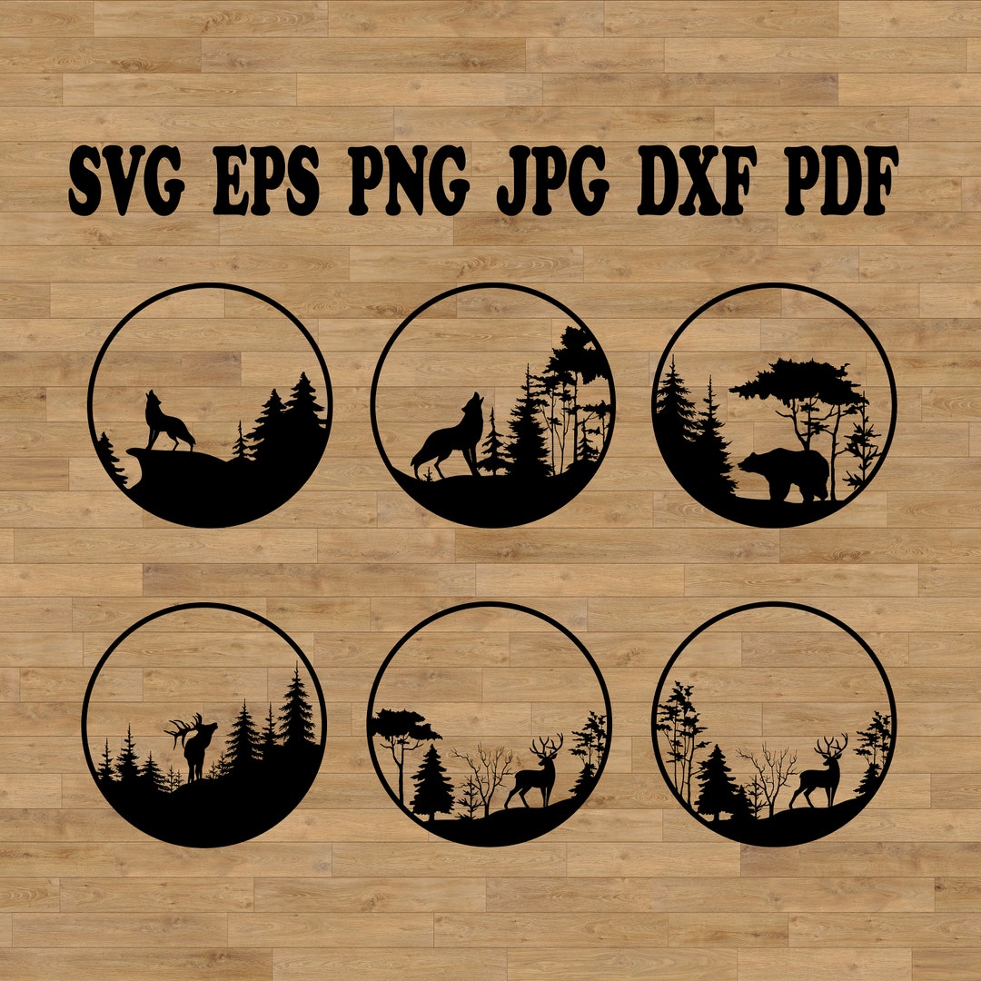 Animals Nature Svg, Laser Cut Vinyl, Adventure Landscape Bear, Forest ...