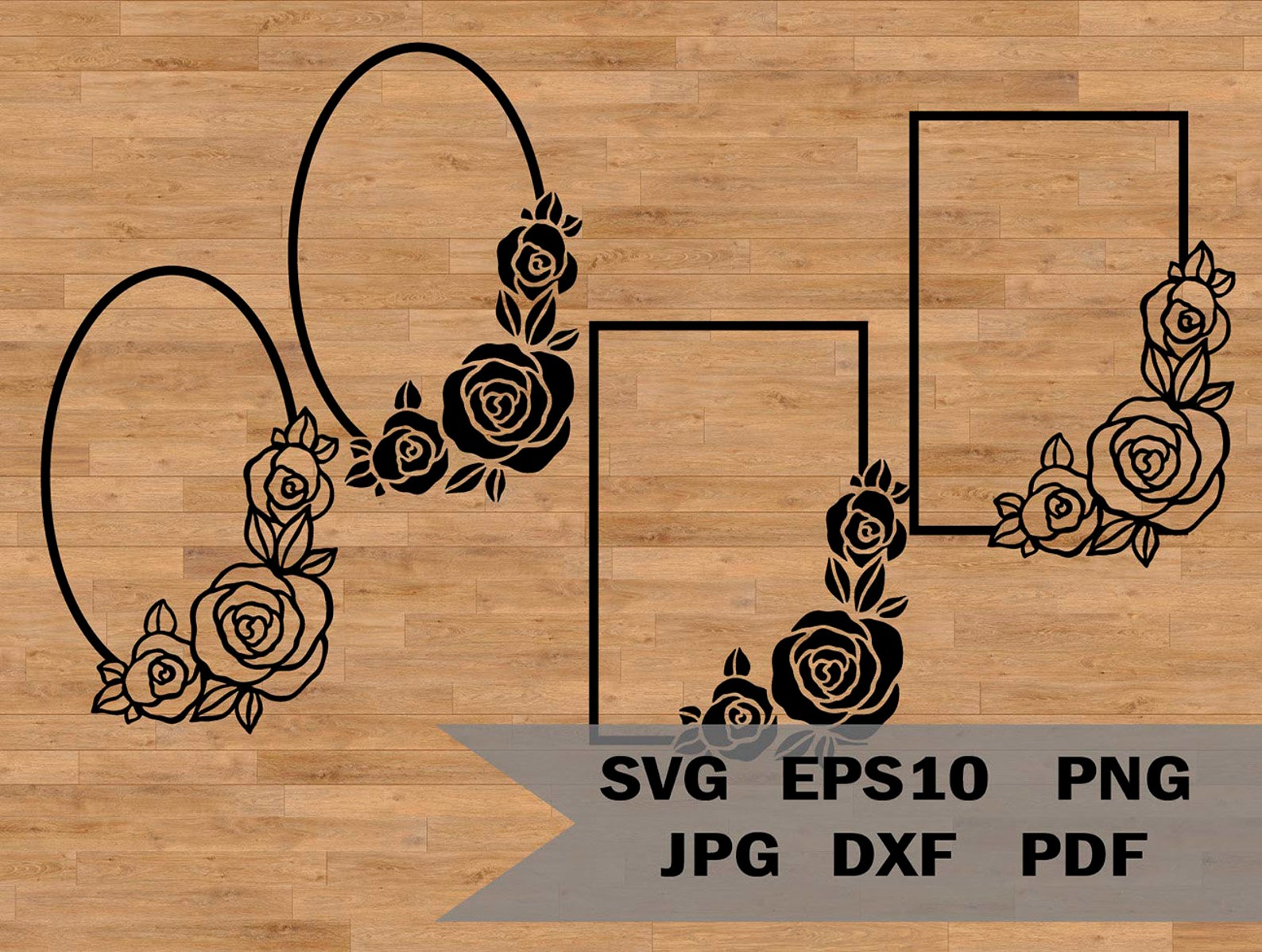 Frame Roses Svg Cut File, Flower Wreath Svg, Wedding Invitation Designs ...