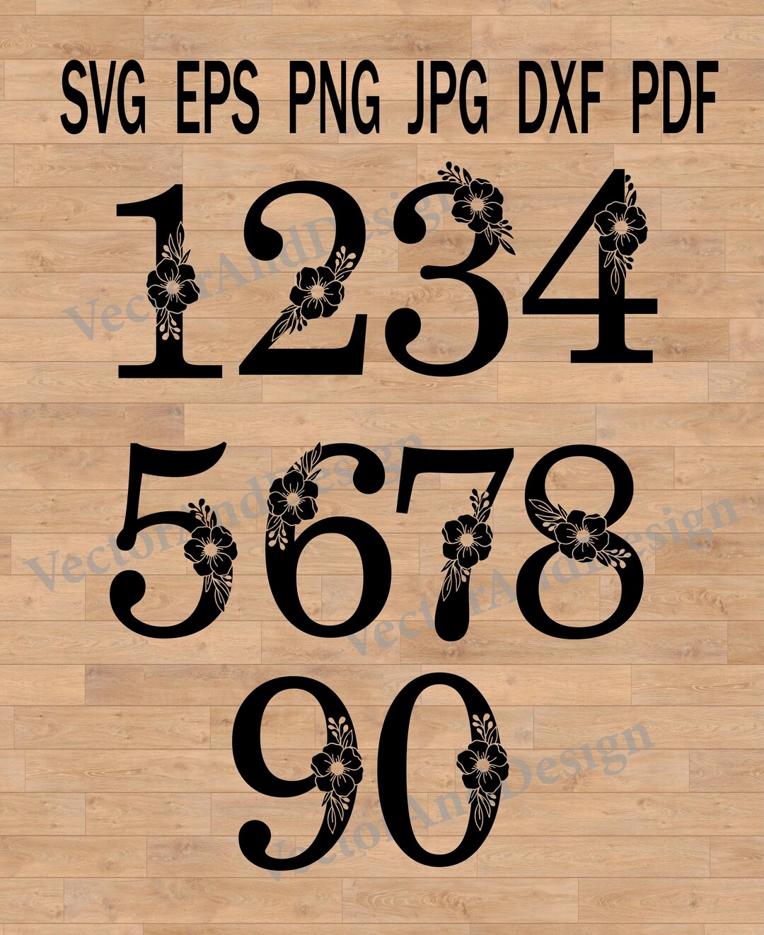 Floral Numbers Svg, Number Cut File, Alphabet Silhouettes, Birthday ...