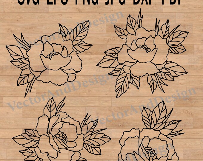 11 Peony Flower SVG Clipart Bundle. Spring Peony Blossoms. Flower ...