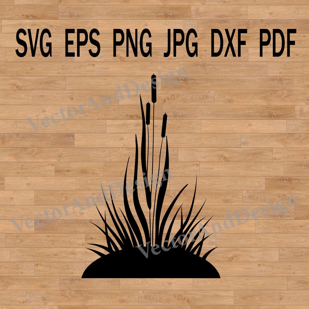 Reed Svg, Cattail Clipart Decal Vector, Wild Plant Grass Drawing Cut ...