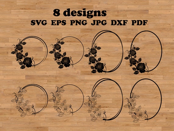 Rose Frame Svg Round Border Svg Circle Frames Png Floral - Etsy