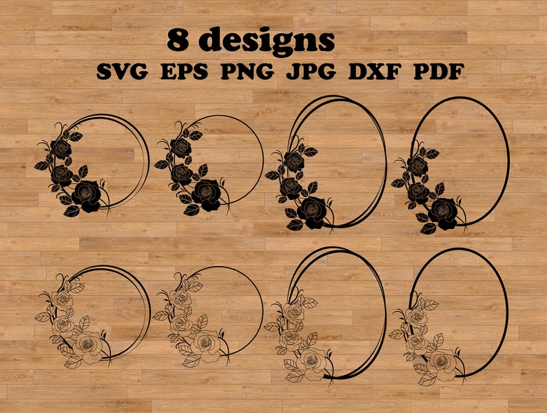 Rose Frame Svg Round Border Svg Circle Frames Png Floral - Etsy