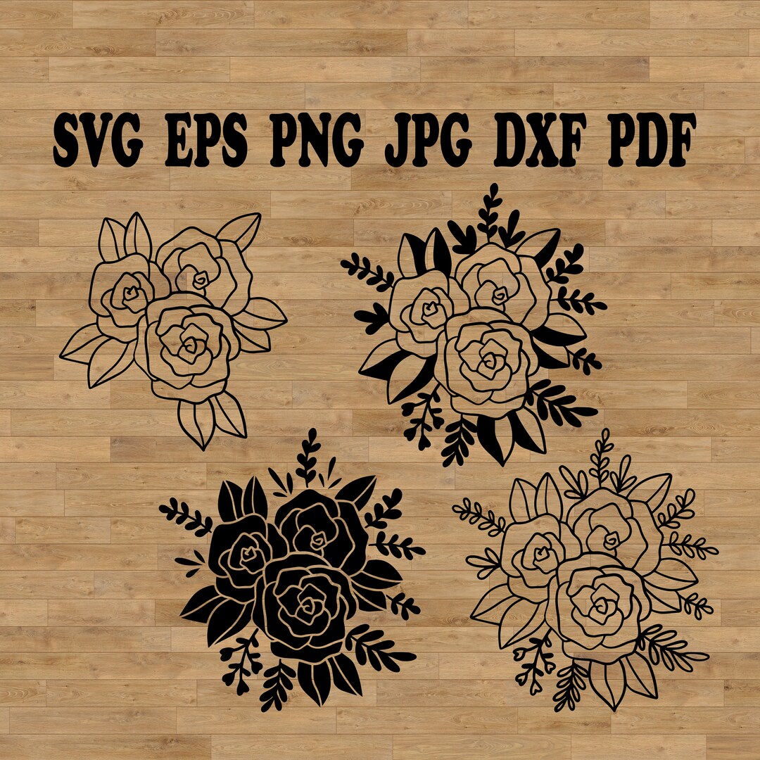 Bouquet of Roses Svg, Png Flower Bouquet, Vector Rose, Roses Clipart ...