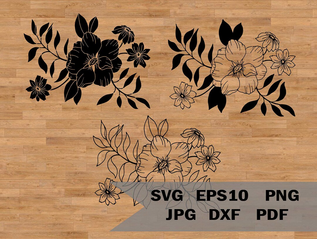 Flower Bouquet Svg, Floral Bunch Svg, Wedding Flowers Svg, Botanical ...
