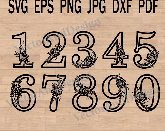 Floral Numbers Svg, Herbal Numbers Svg, Botanical Numbers Svg, Wedding ...