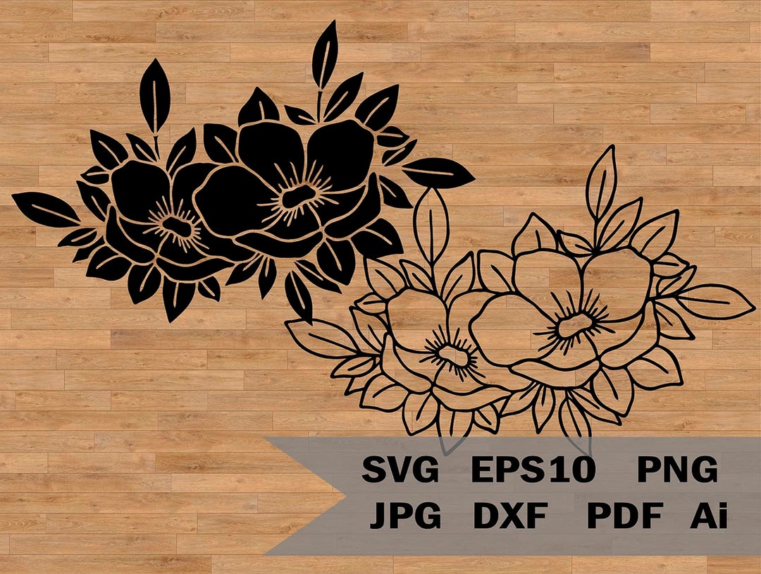 Anemone Template Svg, Beautiful Flowers Bouquet Stencil, Cut Files for ...