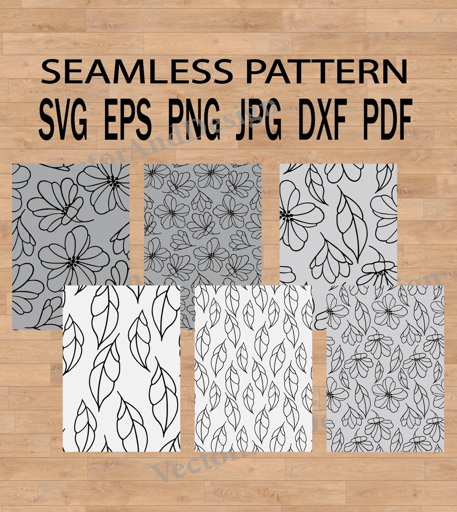 Seamless Pattern Flowers Leaves Svg, Leaf Cut File, Paper Leaves ...