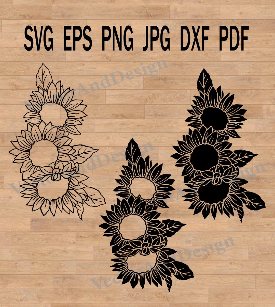 Sunflower Svg, Clipart Cut File for Cricut Silhouette, Monogram Vector ...