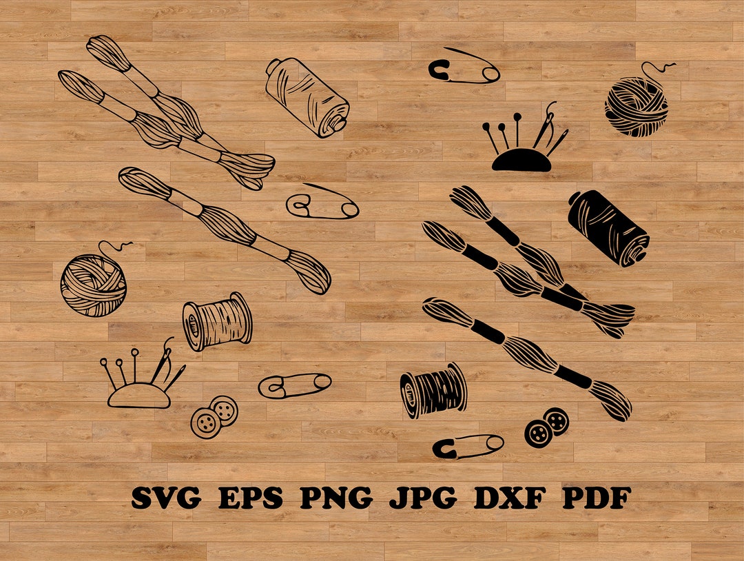 Needlework Doodles Svg, Hand Drawn Clipart, Sewing Supply Clip, Doodles ...
