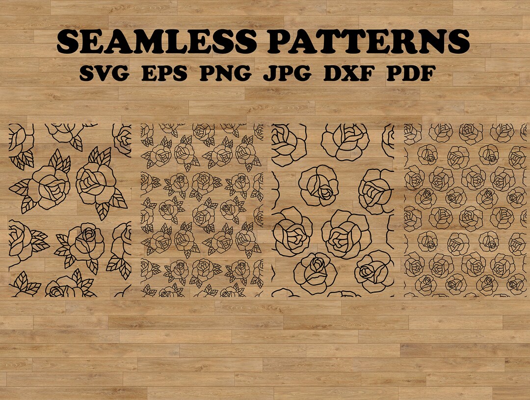 Rose Svg Template, Seamless Floral Pattern SVG, Vector Pattern, Western ...