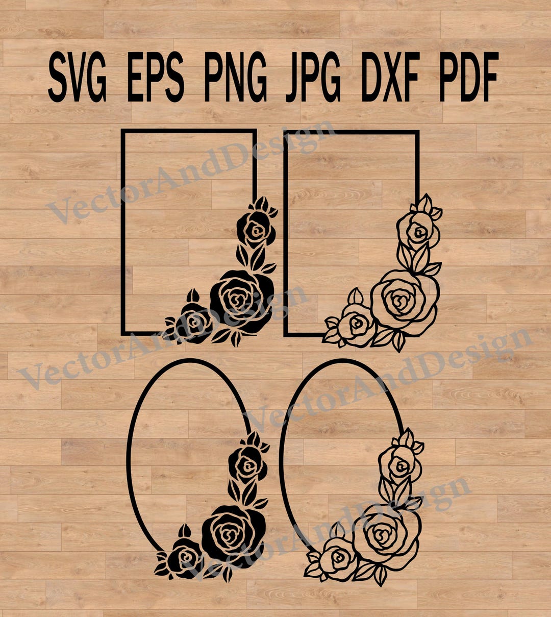 Frame Roses Svg, Flower Wreath Svg, Flower Design Svg, Square Frame Svg ...
