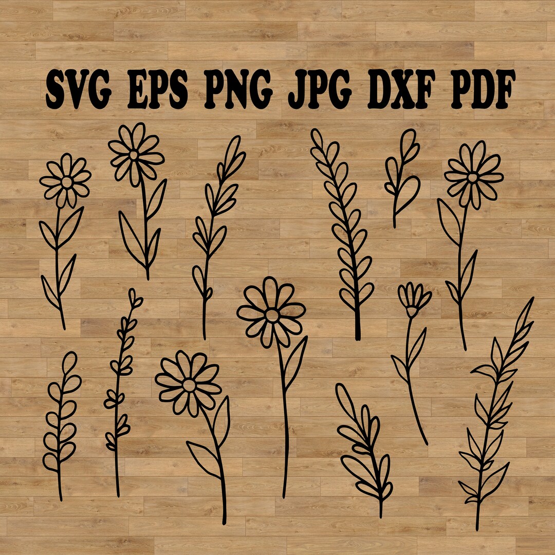 Wild Flowers Svg, Nature Svg, Wild Flower Bundle, Flower Bouquet Svg ...