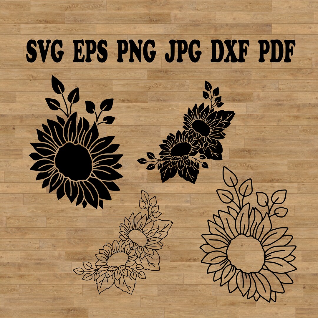 Sunflower Svg File for Cutting, Sunflower Wrap Svg, Sunflowers Clipart ...