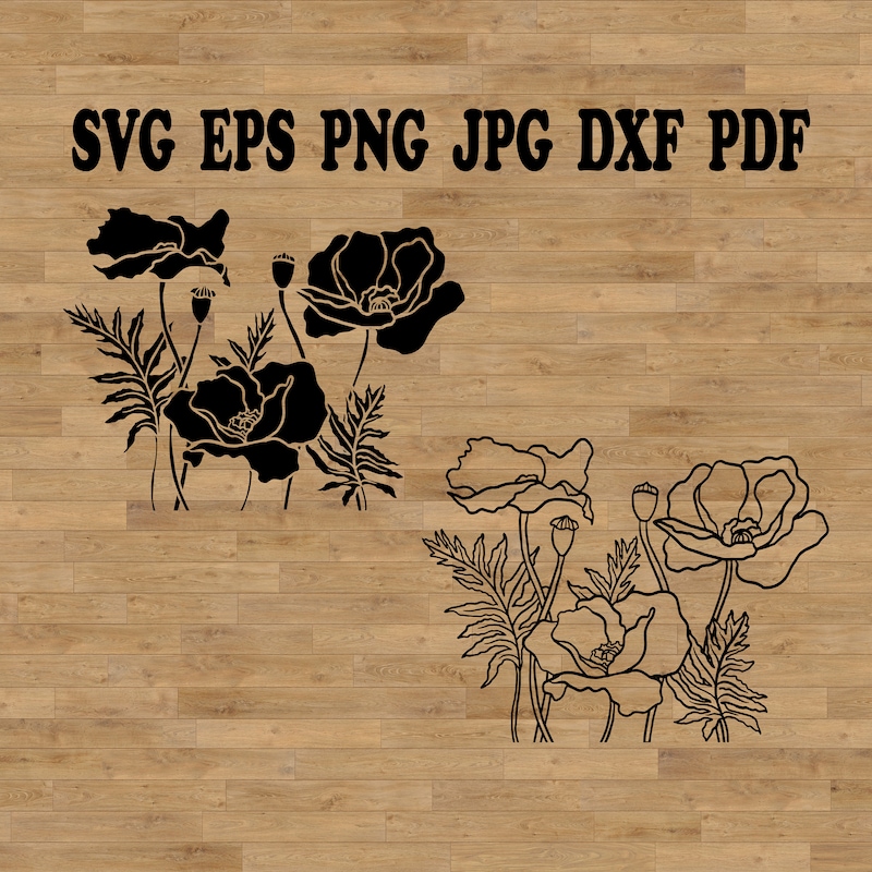 Poppy Line Art - Etsy