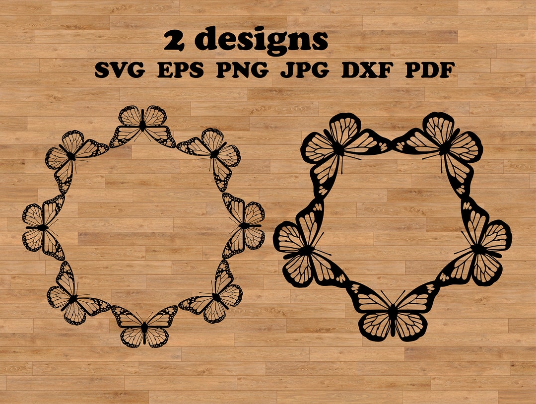 Butterfly Frame Svg, Circle Monogram Svg Cut Files, Wreath SVG Vector ...
