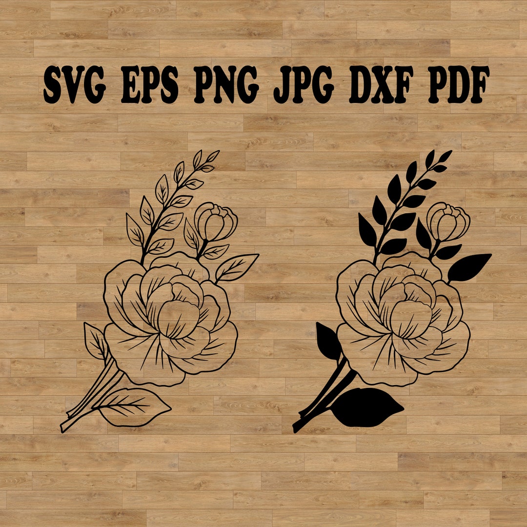 Bouquet Peonies Svg, Digital Wedding Logo, Peony Flowers Svg, Blossom ...