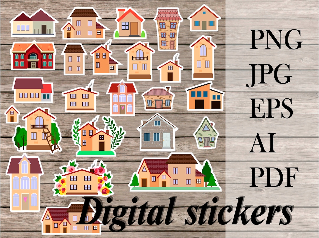 Digital House Stickers, Scrapbook Houses, Planner Stickers, Mini ...