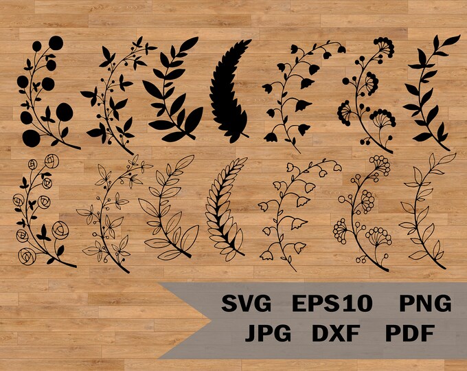 Set of 6 Dainty Leaves Svg, Dainty Leaf Svg, Minimalist Foliage Svg ...