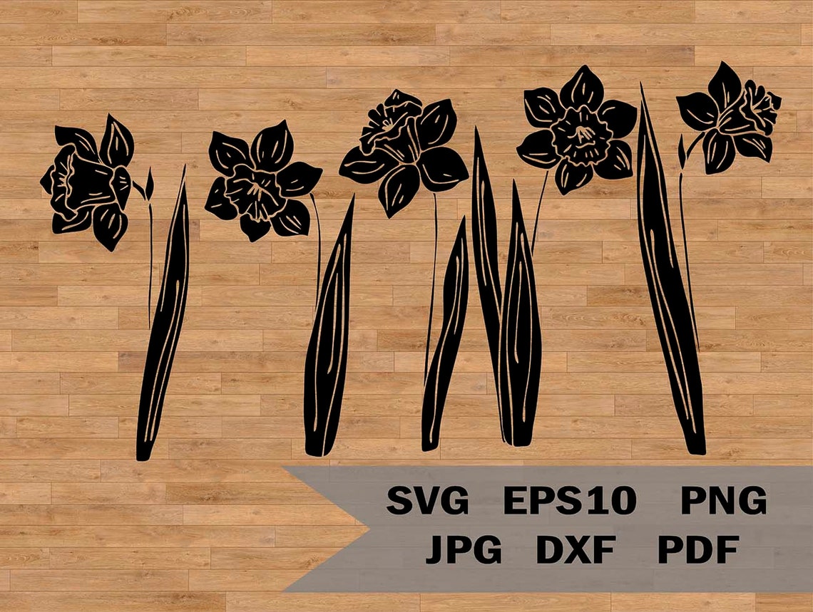 Narcissus Template Svg, Narcissus Dxf, Flower Vinyl Cutting Silhouette ...