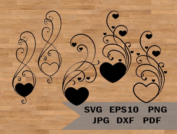 Design Svg Heart Curls Heart Vector Heart Eps Doodle Heart | Etsy