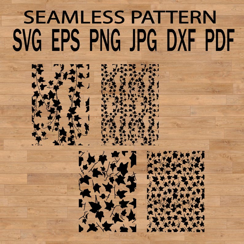Seamless Ivy Pattern SVG, Botanical Leaf Background, Vine Design, Laser ...