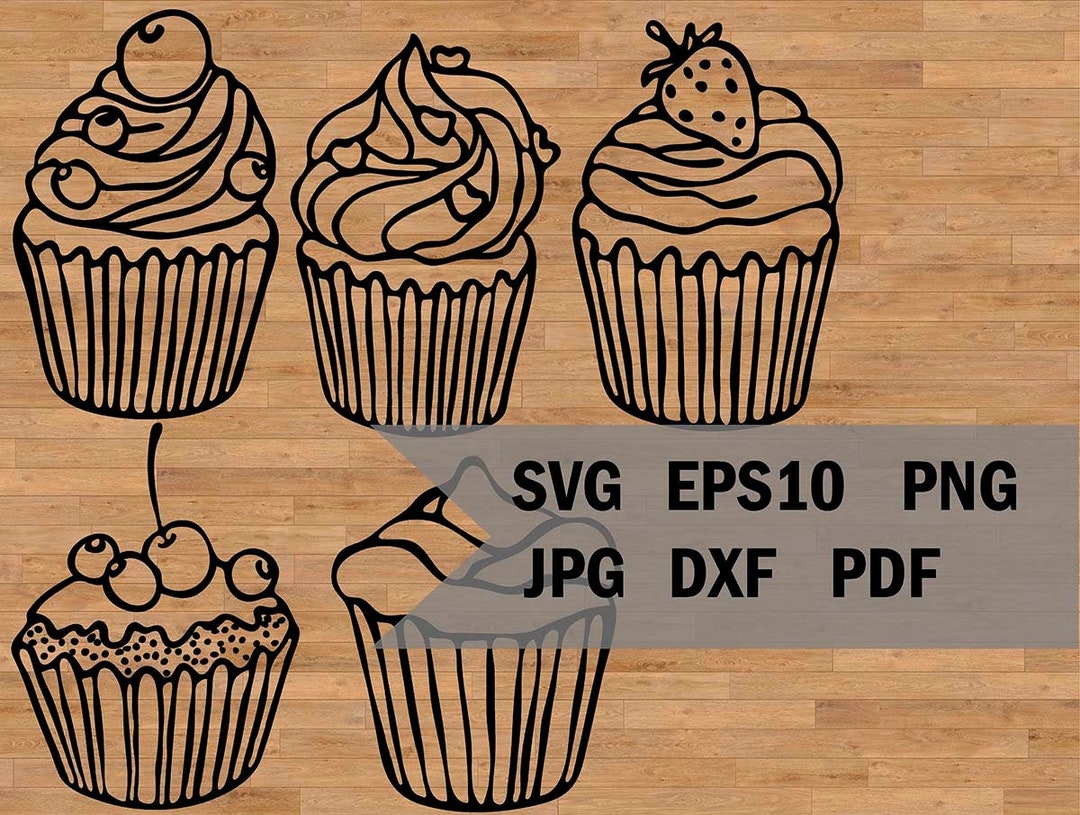 Cupcake Svg File for Cutting, Set of Svg Cakes, Cupcakes Clipart ...