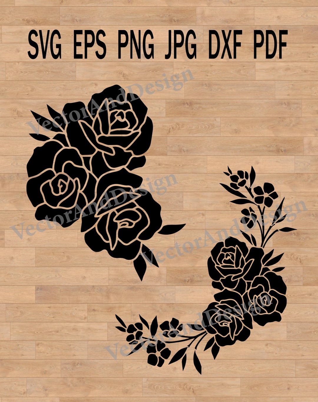 Roses SVG Bundle: Botanical Garden Flowers, Vines Border (digital Files ...
