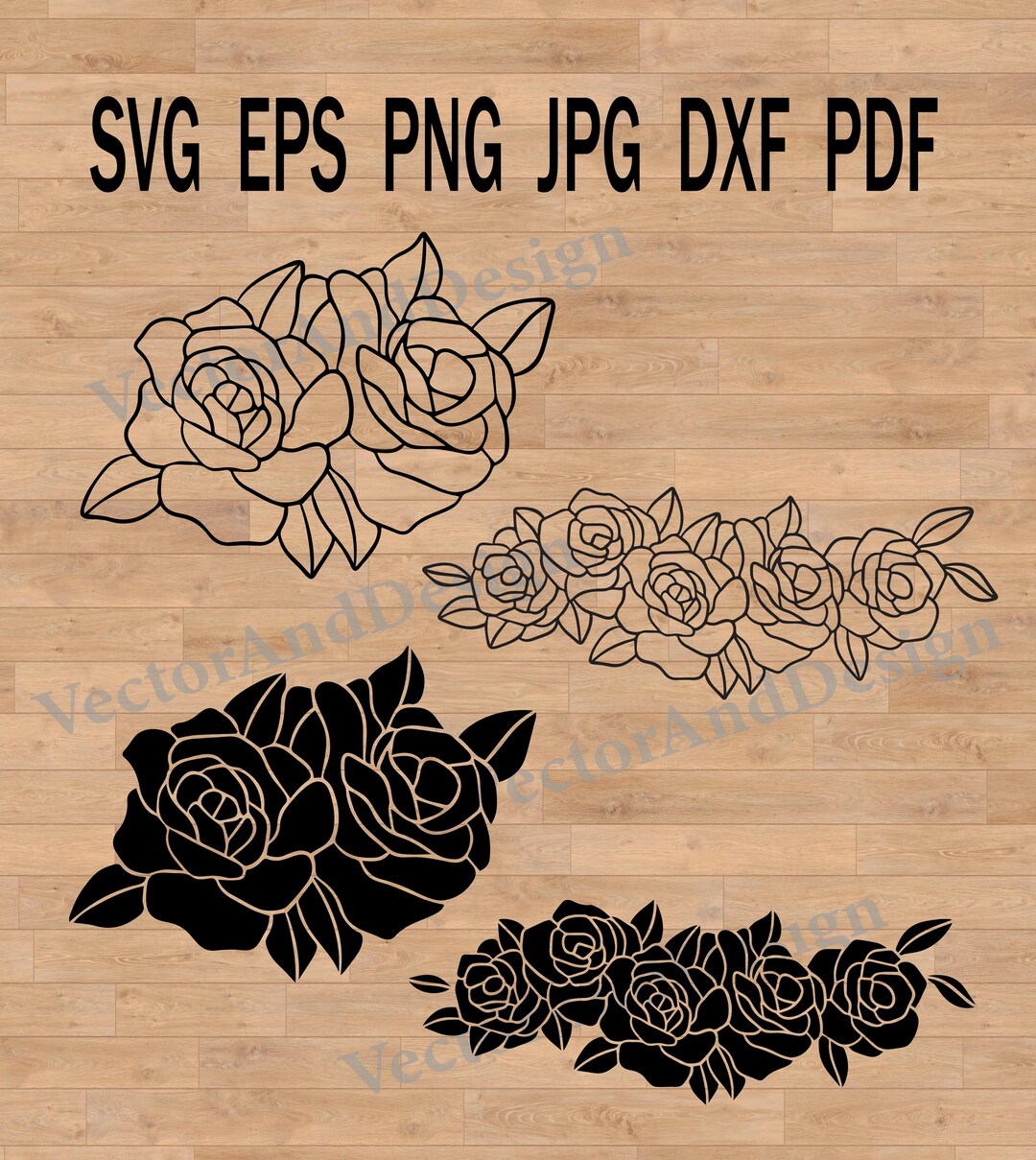 Bouquet of Roses Svg, Border of Roses Svg, Roses Svg Files, Roses Cut ...