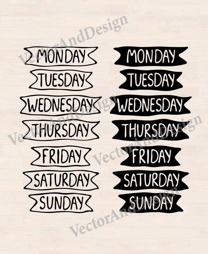 Days of the Week Template Svg, Digital Planner Goodnotes Stickers ...